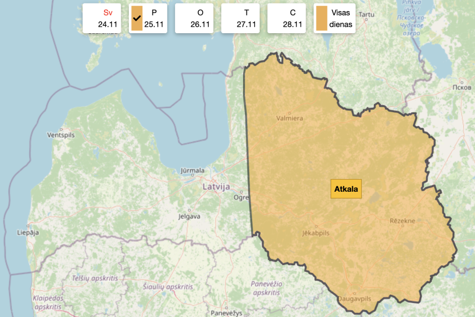 Naktī uz pirmdienu Latvijas austrumu daļā gaidāma ļoti stipra atkala ...